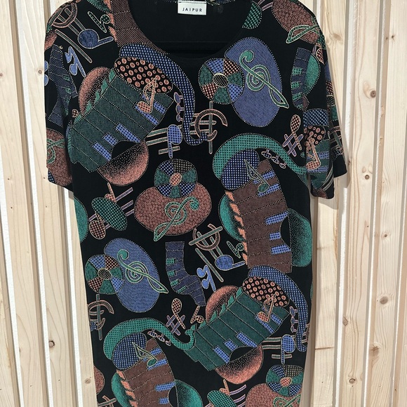 Dresses | Vintage Musical Mini Dress With Shoulder Pads Sm | Poshmark